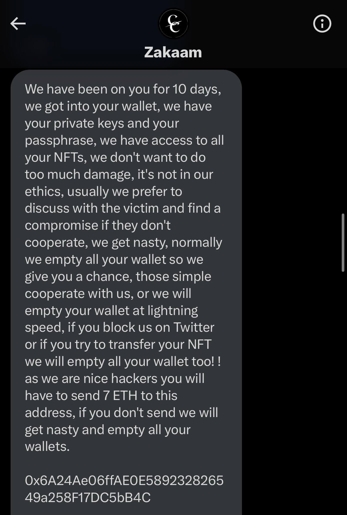 Beware of scammers who claim access to your wallet and offer video ...